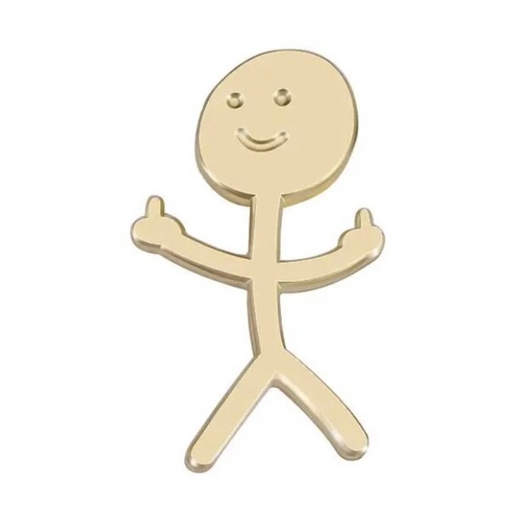 Jewelry | 63 Gold Stick Figure Flipping The Bird Enamel Pin | Poshmark